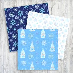 Snowflake Digital Paper, Christmas Digital Paper, Gnomes Patterns ...