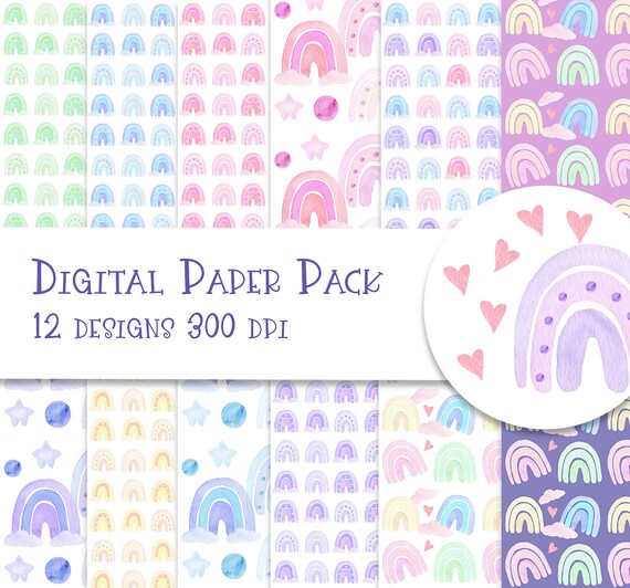 Pastel Rainbow Digital Paper Pastel Digital Paper Pastel | Etsy