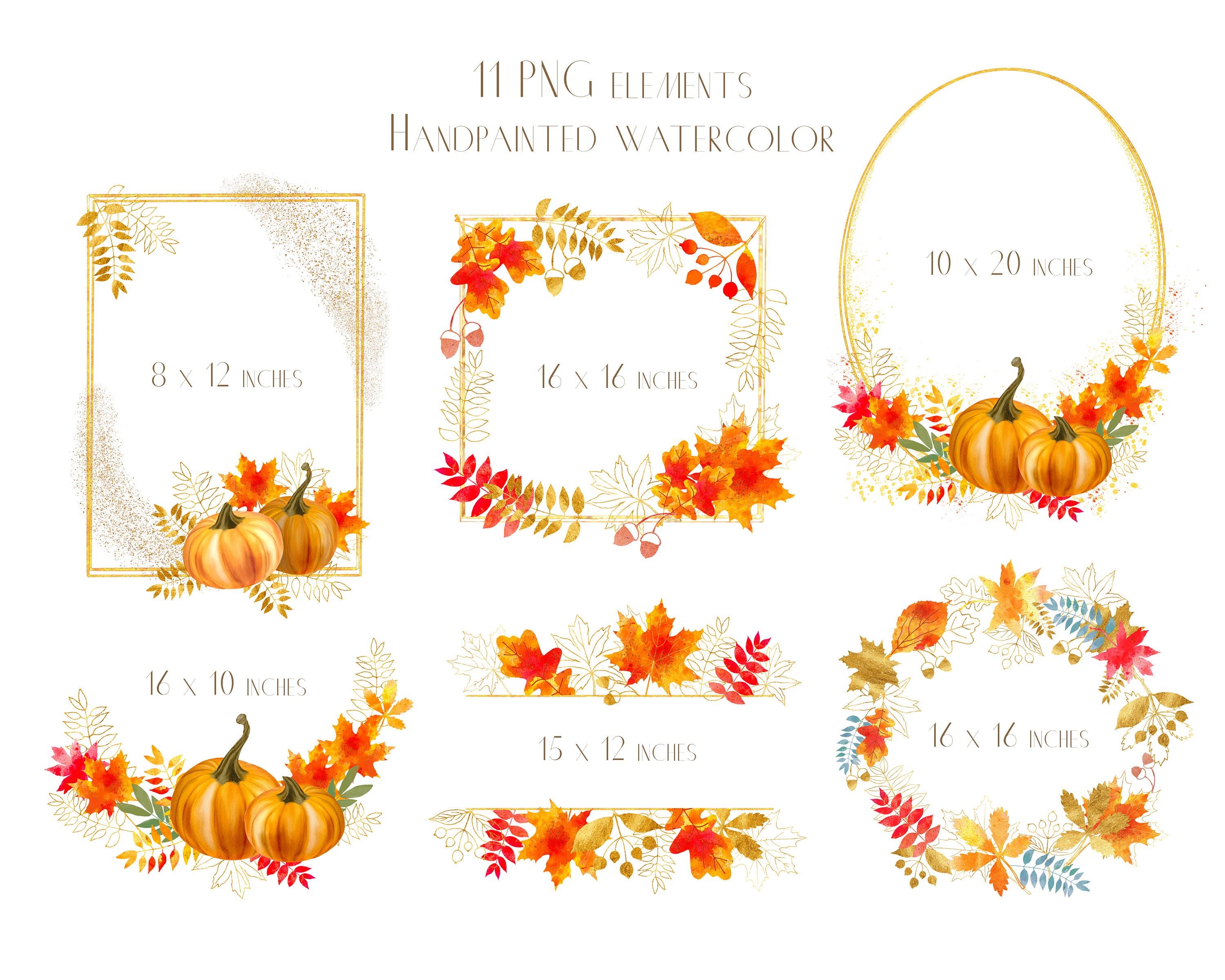 Autumn Frames Clipart Fall Clipart Watercolor Autumn Leaves - Etsy