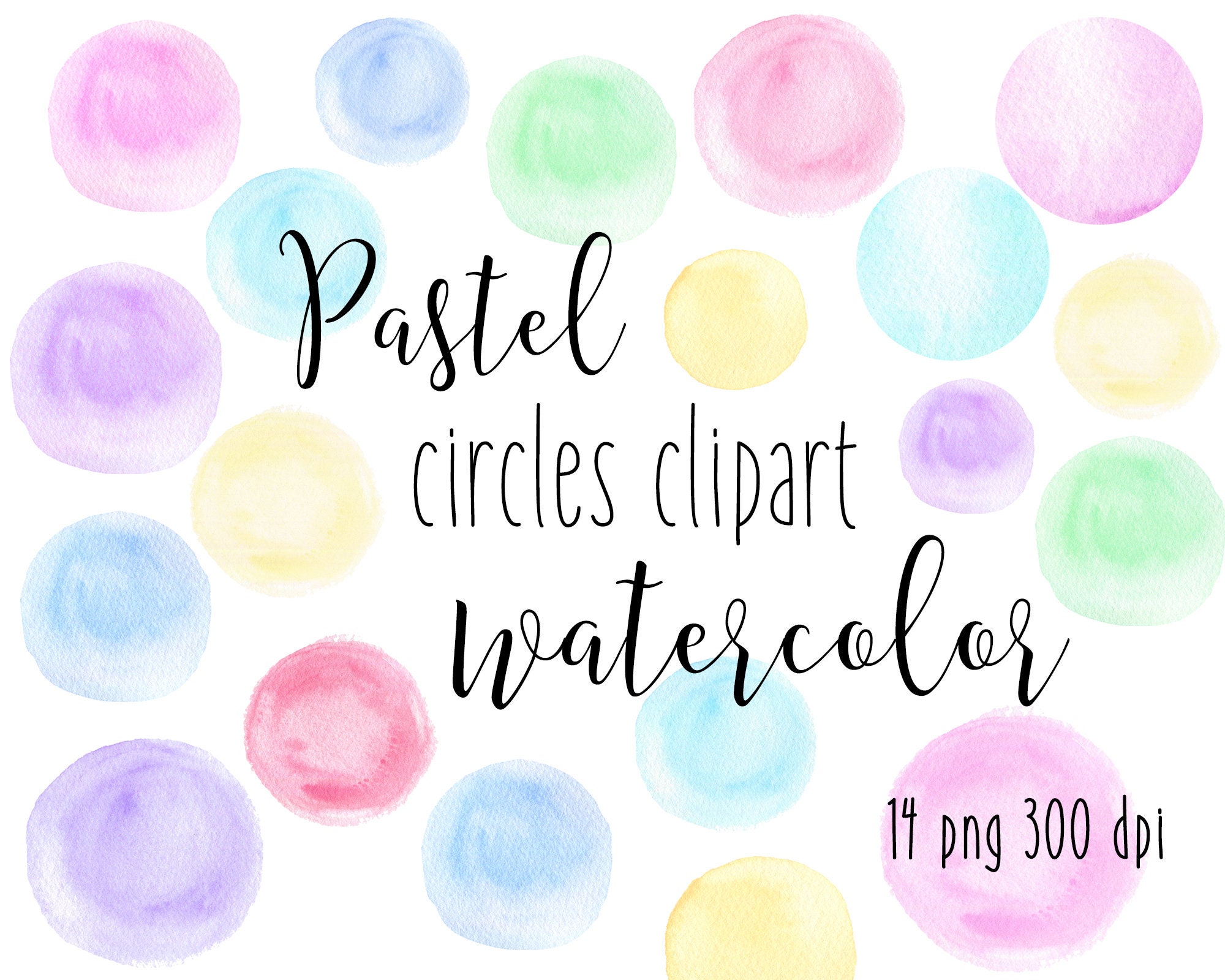 Dots Clipart, Watercolor Circles Clipart, Pastel Clipart, Circles ...