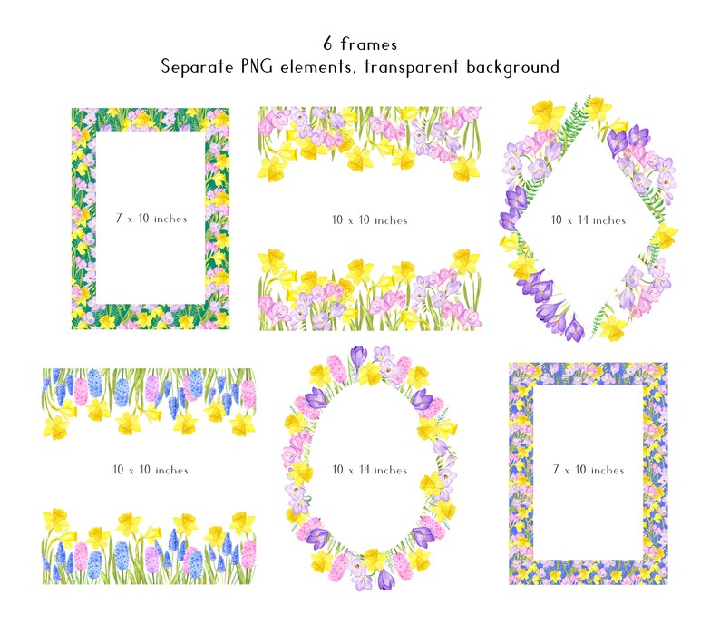 Spring Frame Clipart Floral Frame Clipart Floral Borders - Etsy