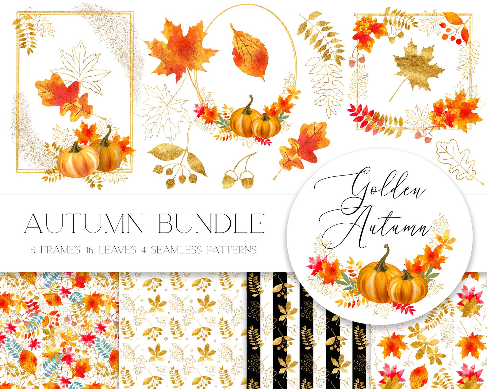 Autumn Clipart, Fall Clipart, Thanksgiving Clipart, PNG, Watercolor ...