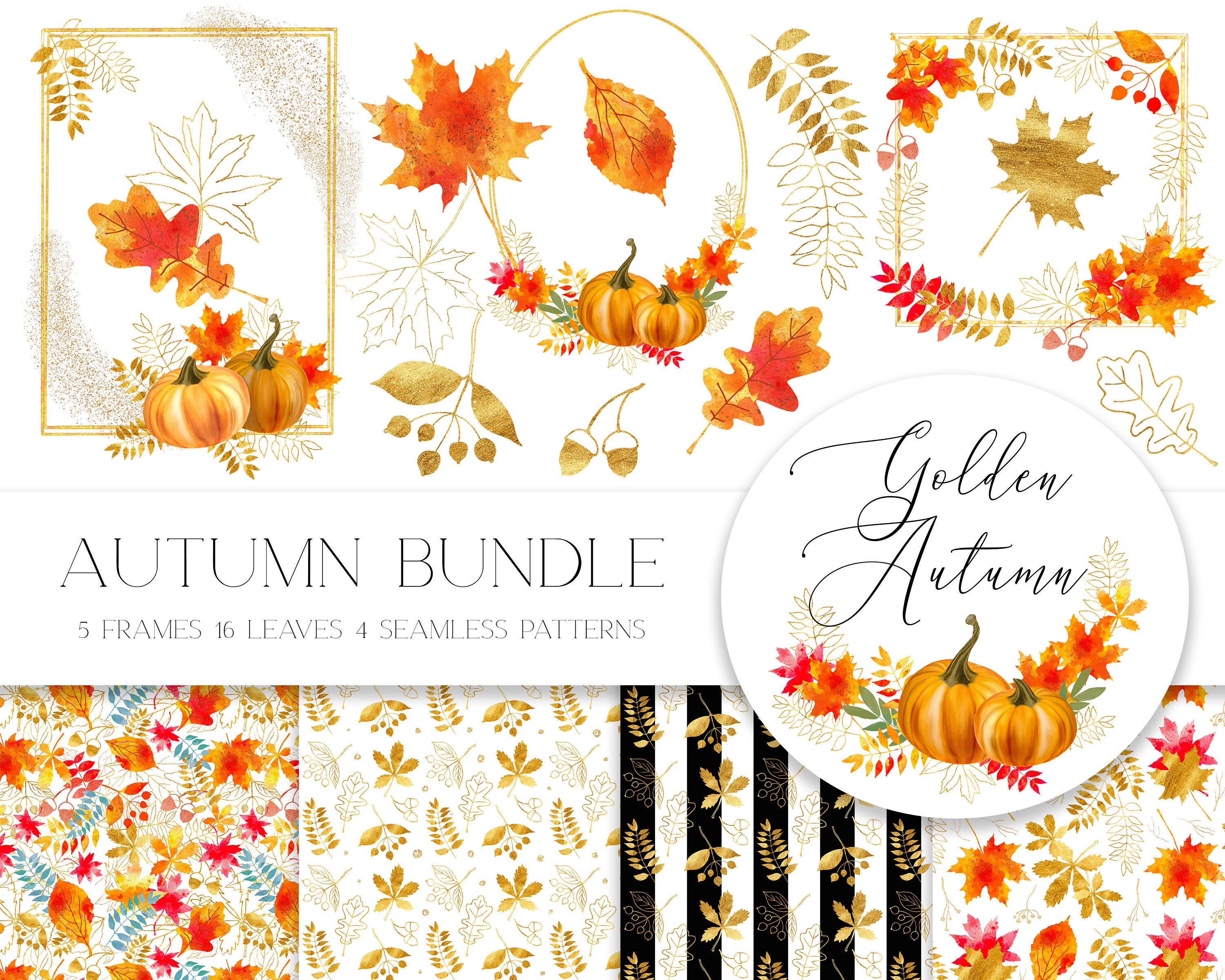 Autumn Clipart, Fall Clipart, Thanksgiving Clipart, PNG, Watercolor ...