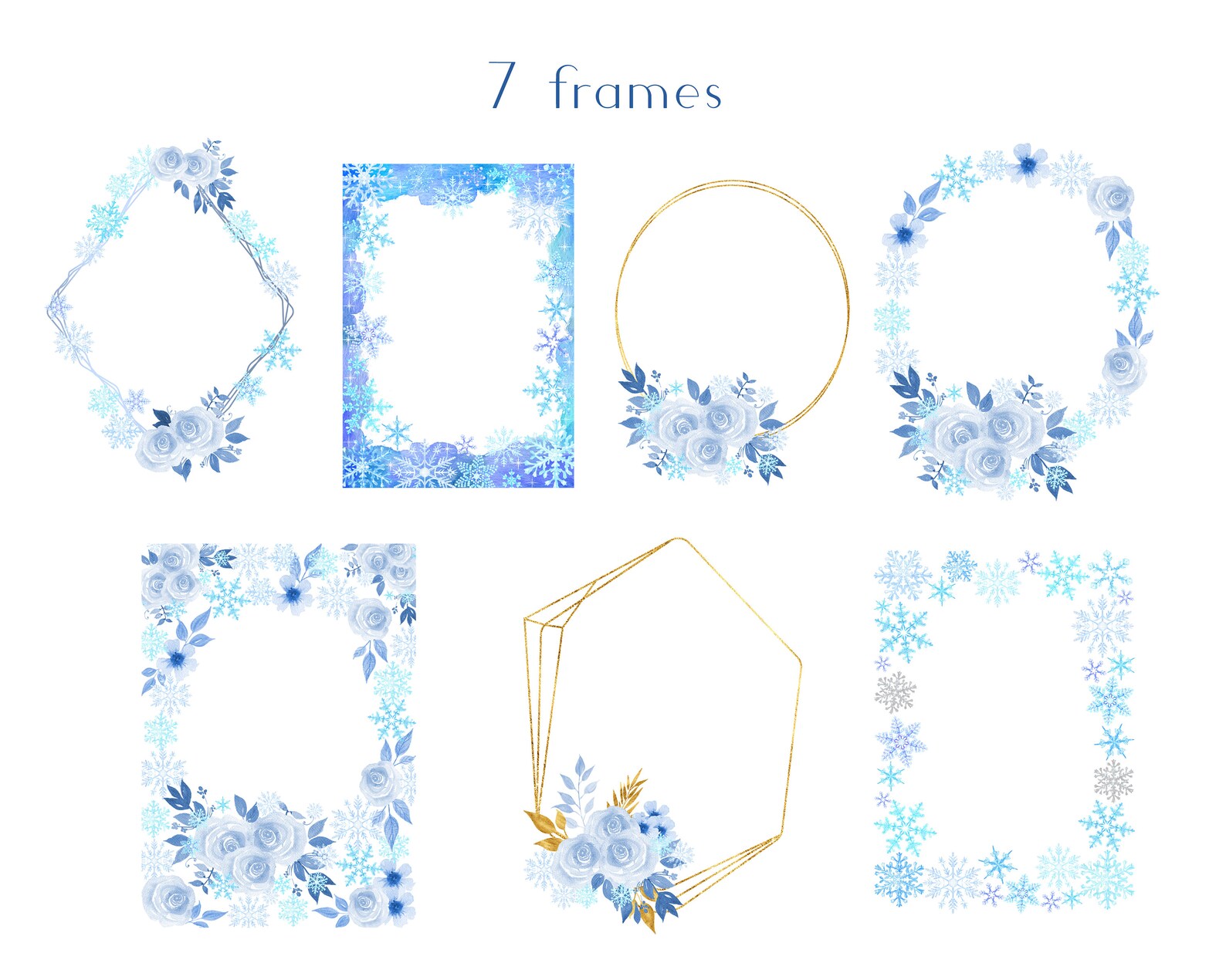 Winter Frames Clipart Snowflakes PNG Floral Frames Clipart - Etsy
