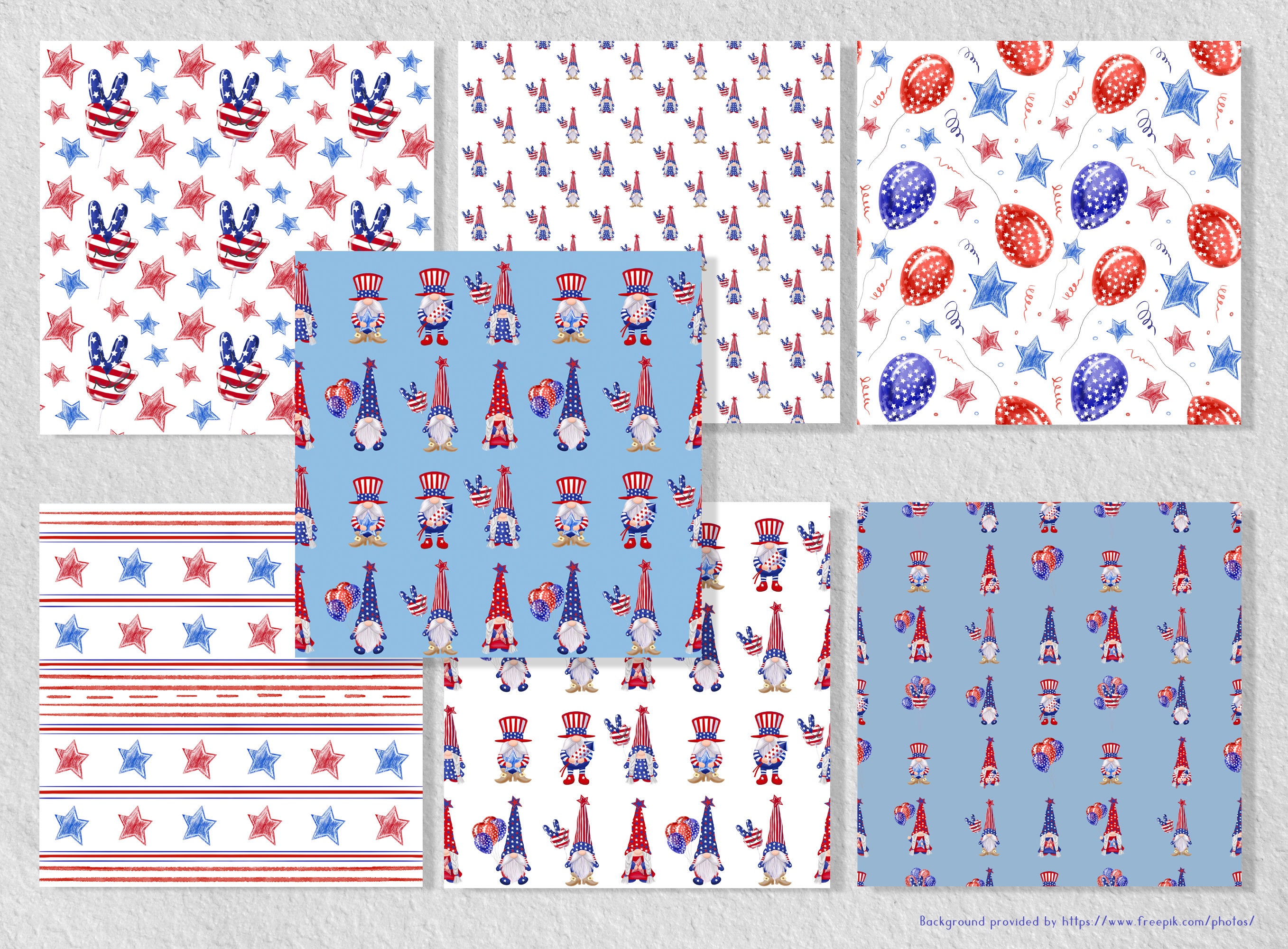 4th of July Digital Paper, Independence Day Digital Paper, Seamless ...