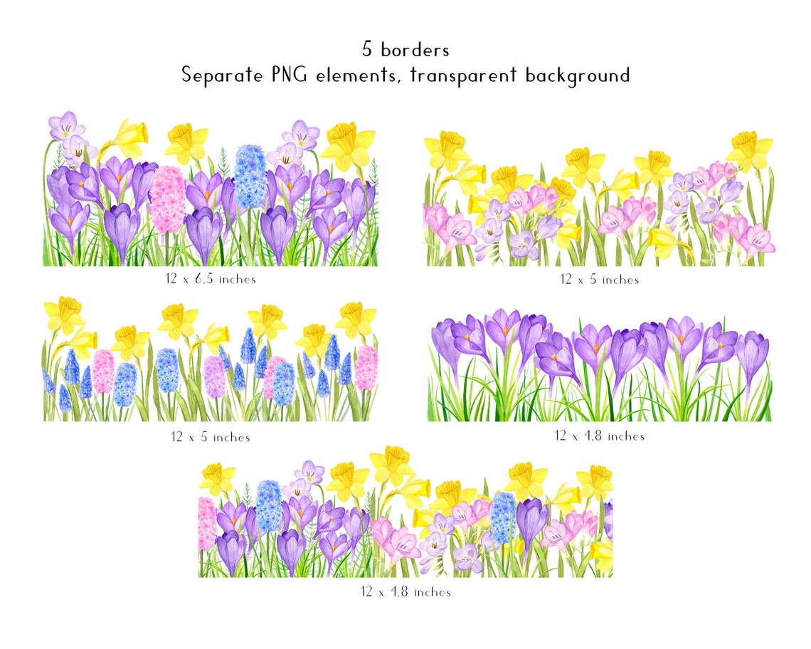 Spring Frame Clipart Floral Frame Clipart Floral Borders - Etsy