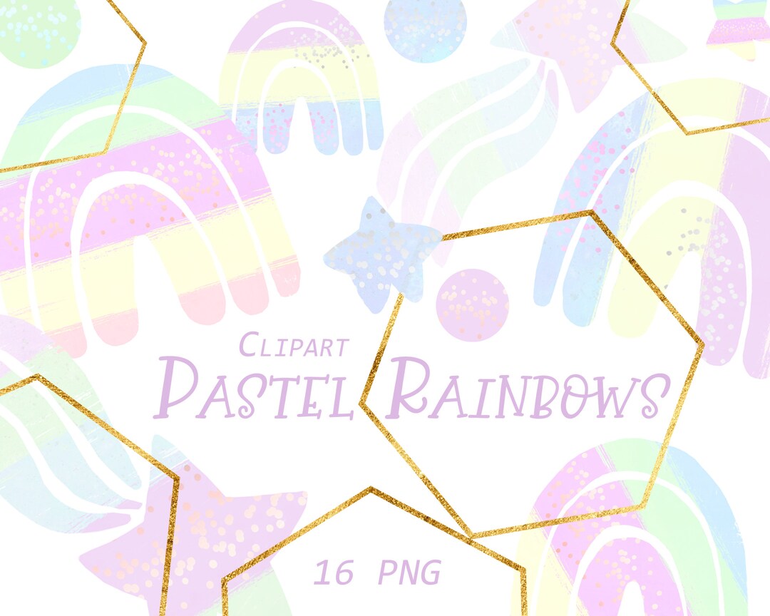 Pastel Rainbow Clipart, Watercolor Clipart, Rainbow Watercolor Clipart ...