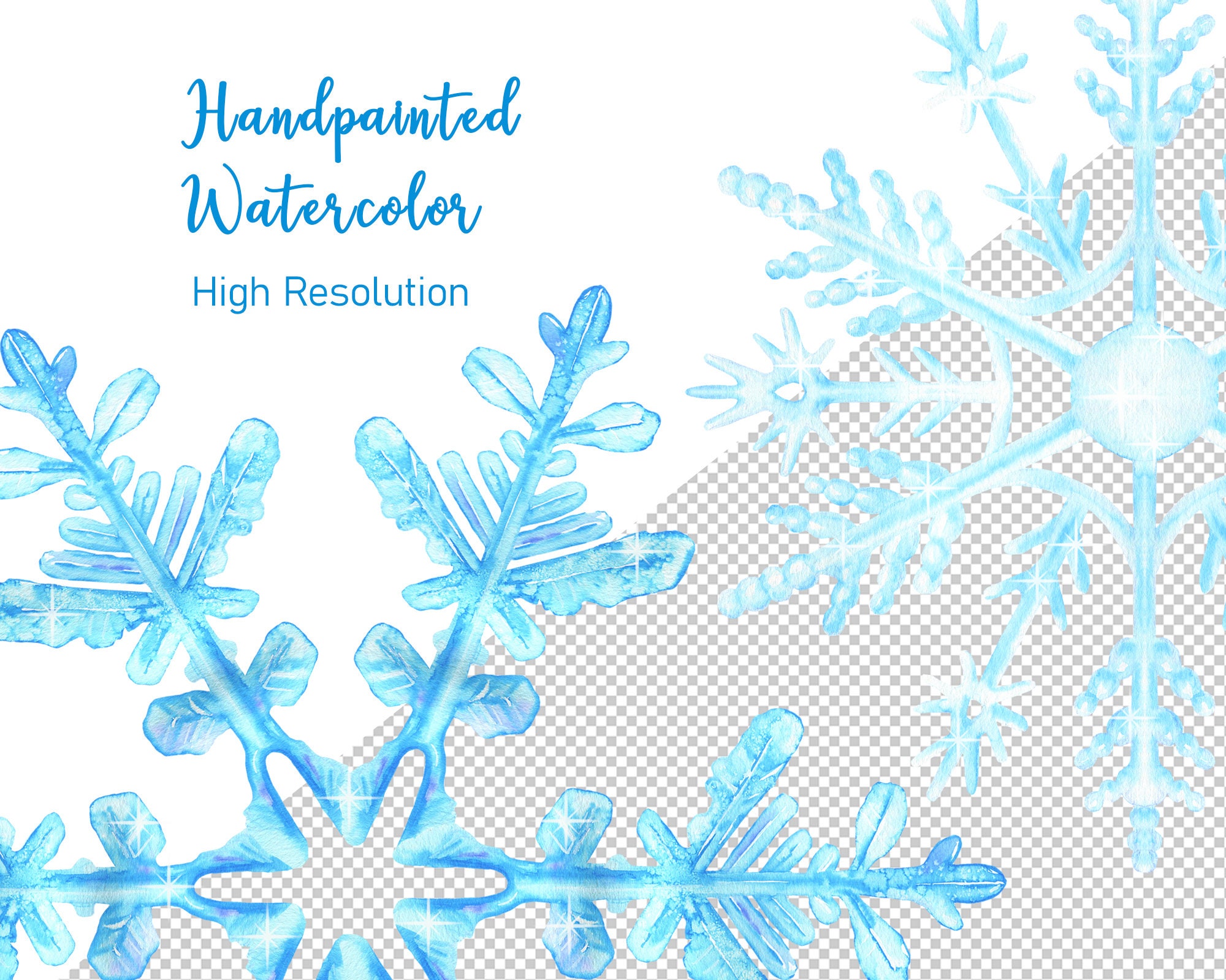 Winter Clipart, Snowflake Clipart, Christmas Clipart, PNG, Watercolor ...