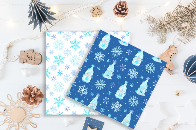 Snowflake Digital Paper, Christmas Digital Paper, Gnomes Patterns ...