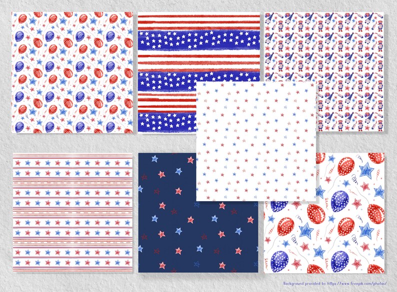 Independence Day Digital Paper, 4th of July Digital Paper, Seamless ...