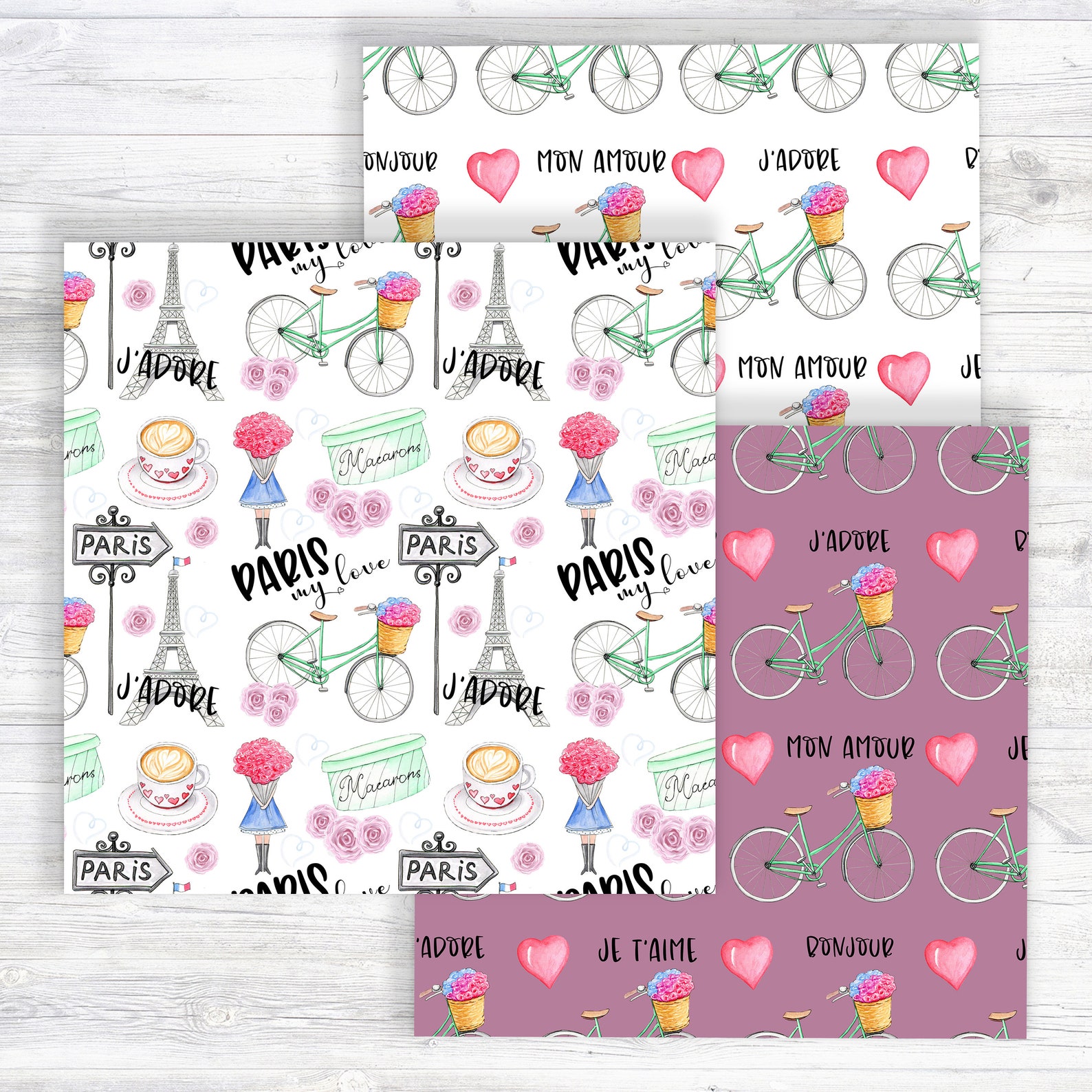 Paris Digital Paper, Paris Clipart, Valentines Day Digital Paper ...