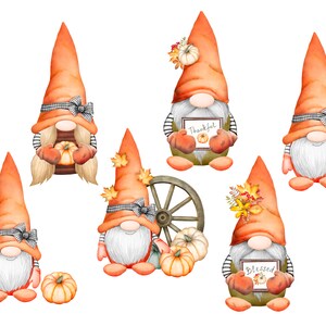 Autumn Gnomes Clipart, Thanksgiving Clipart, Watercolor Clipart, Fall ...