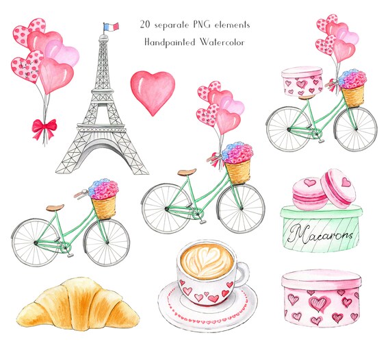 Clip Art & Image Files Valentines day Clipart Eiffel Tower Digital ...