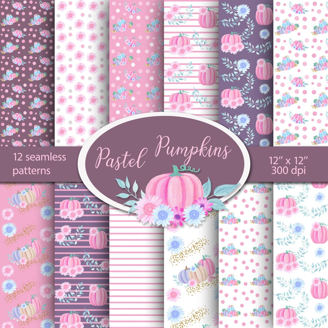 Thanksgiving Digital Paper, Pumpkin Digital Paper, Autumn, Pastel ...