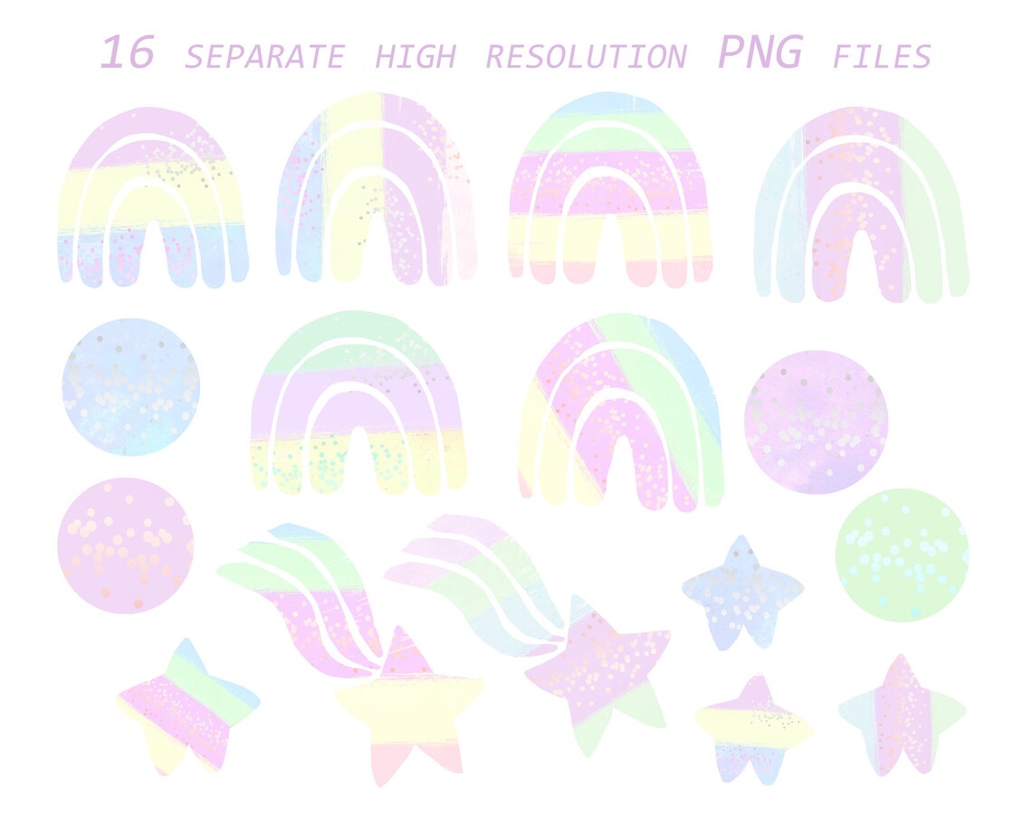 Pastel Rainbow Clipart, Watercolor Clipart, Rainbow Watercolor Clipart ...