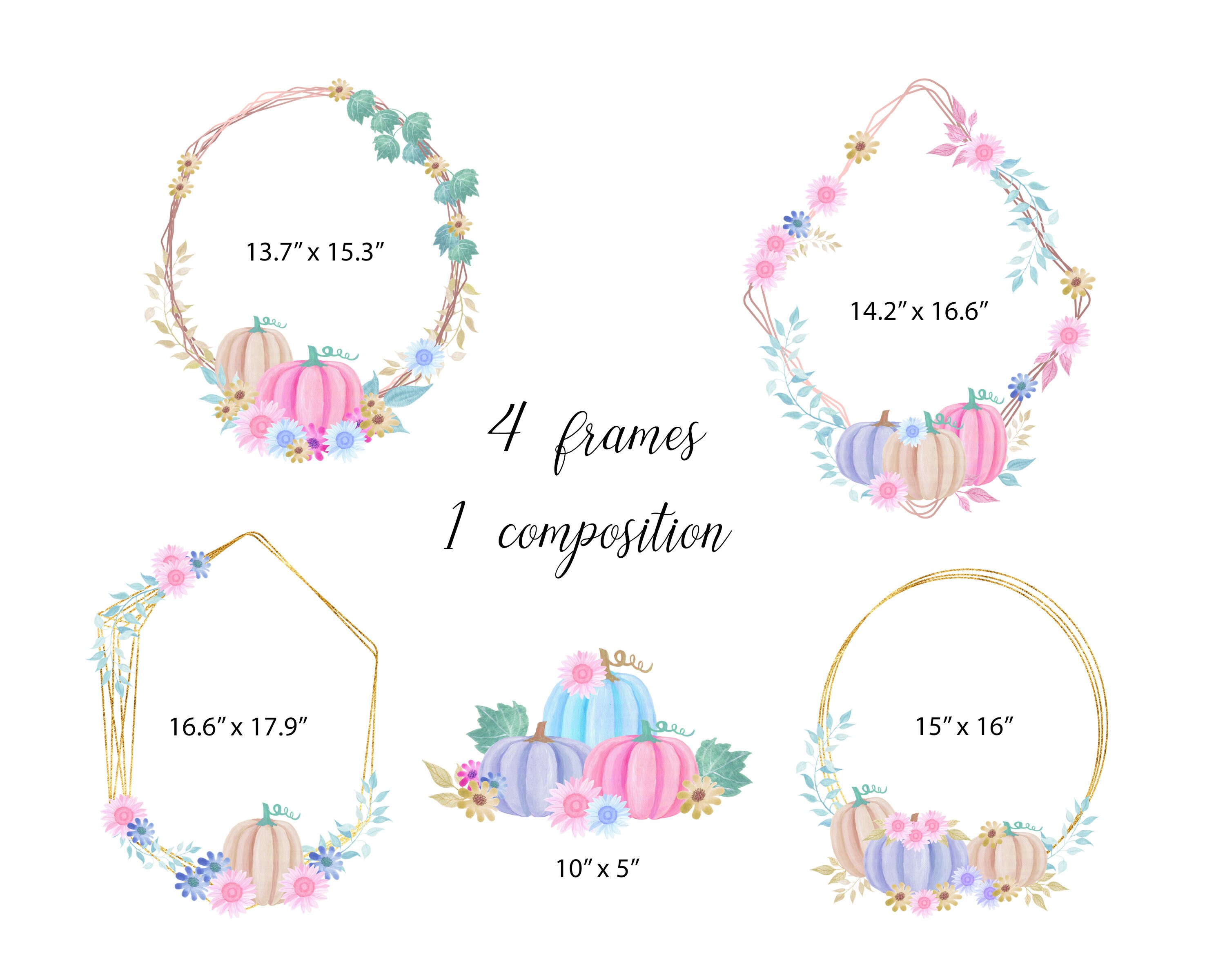 Thanksgiving Clipart Autumn Pumpkin Clipart Floral - Etsy