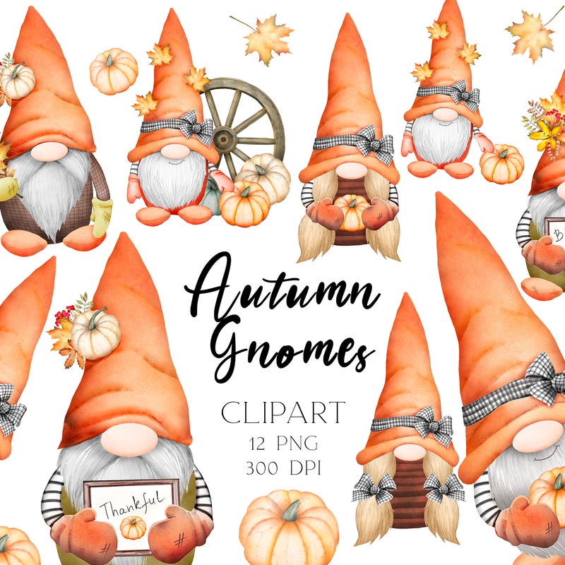 Watercolor Gnomes Clipart - Etsy