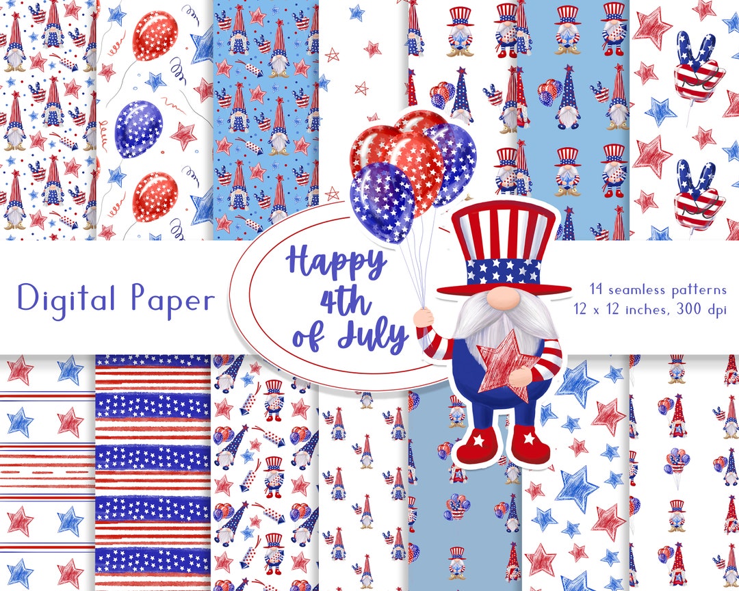 4th of July Digital Paper, Independence Day Digital Paper, Seamless ...