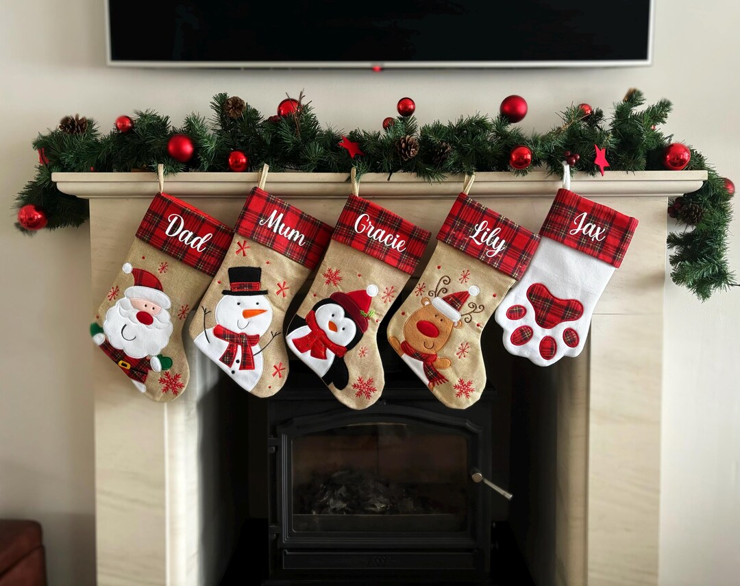 Personalised Tartan Christmas Stocking – Matching Family Stockings ...