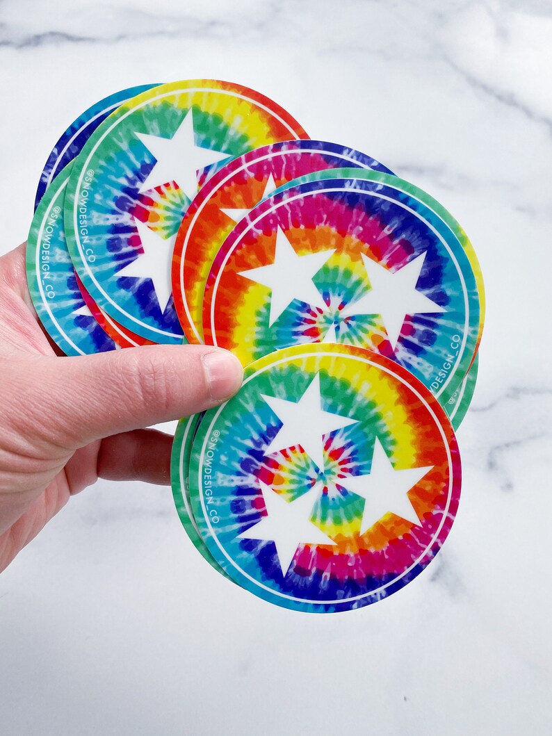 TN Tri-star Tie Dye Sticker - 3" / Tie Dye Nashville Sticker / Tie Dye ...