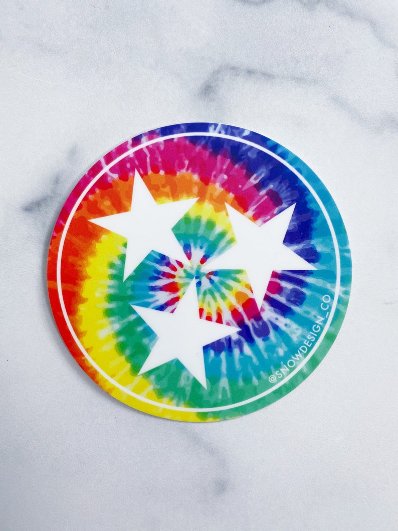 TN Tri-star Tie Dye Sticker - 3" / Tie Dye Nashville Sticker / Tie Dye ...