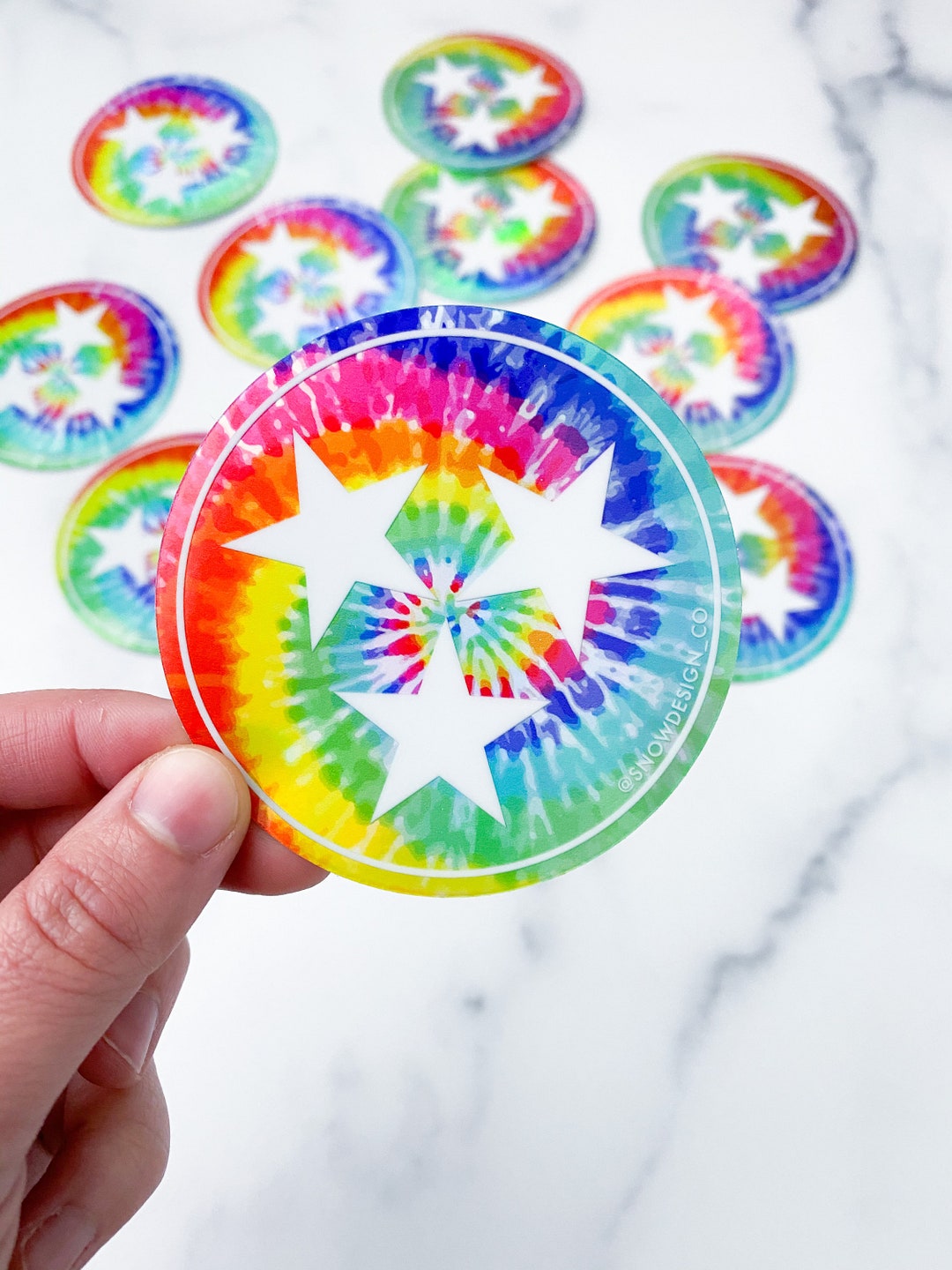 TN Tri-star Holographic Sticker - 3" / Tie Dye Holographic Nashville ...