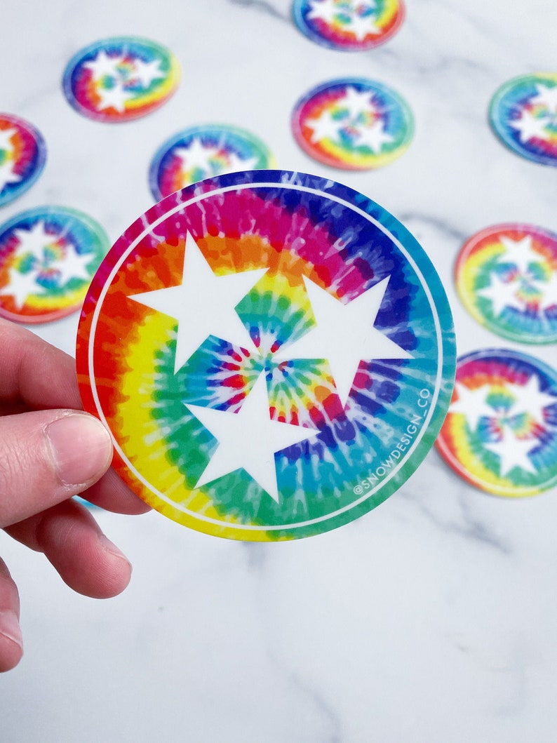 TN Tri-star Tie Dye Sticker - 3" / Tie Dye Nashville Sticker / Tie Dye ...