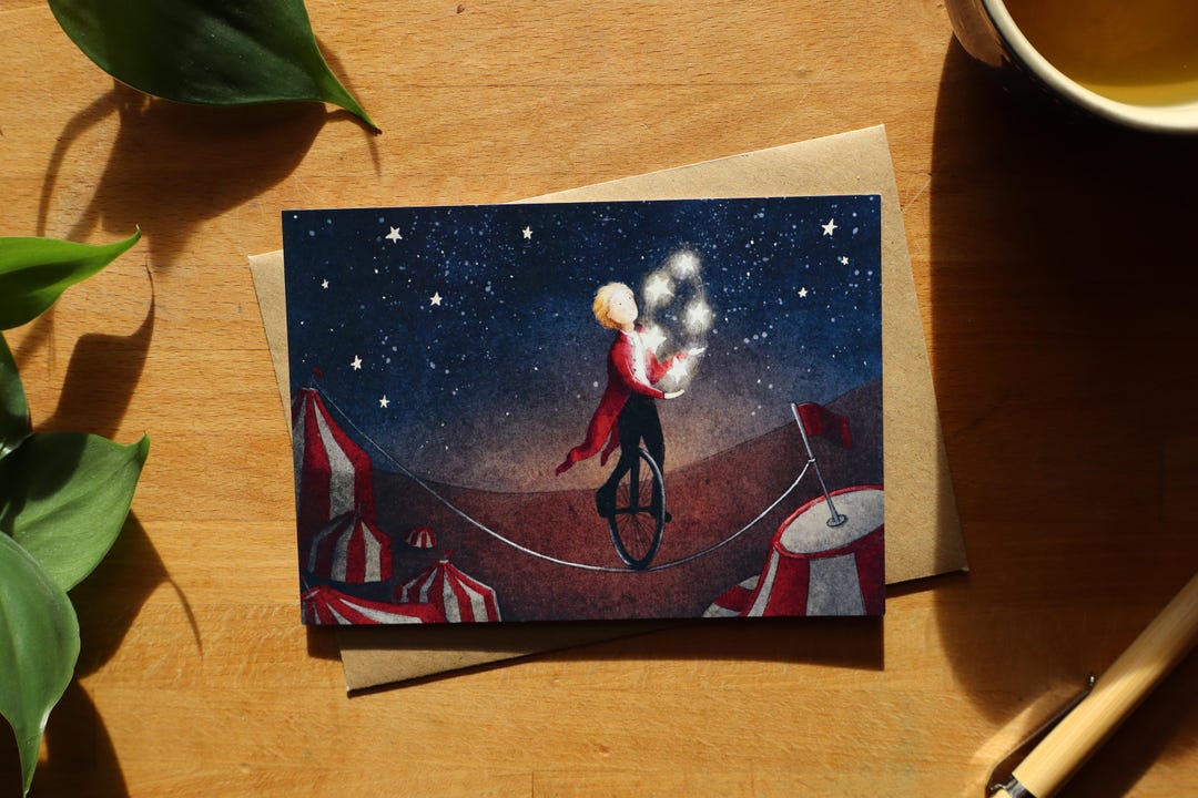 Greeting Card "juggling Stars" With Envelope - Etsy