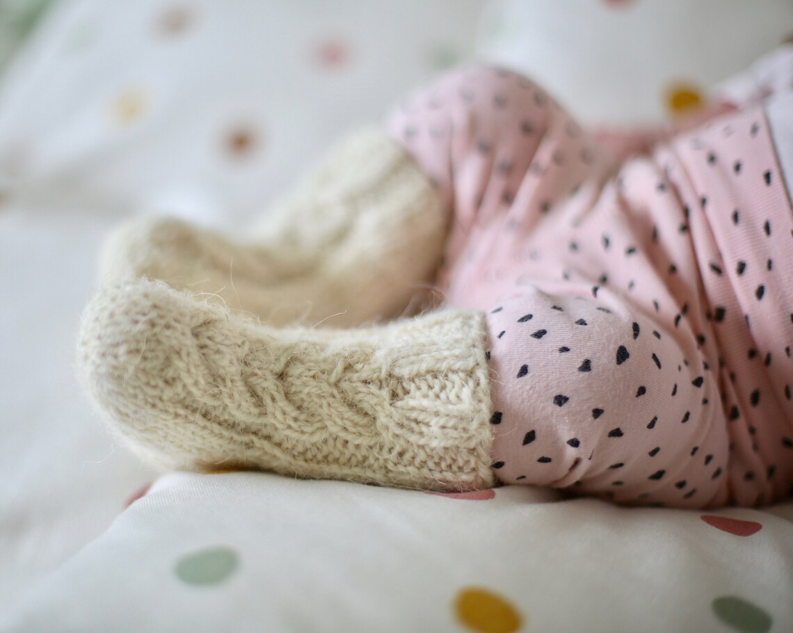 BRAID Baby Organic Wool Socks Newborn Hand Knit Socks | Etsy