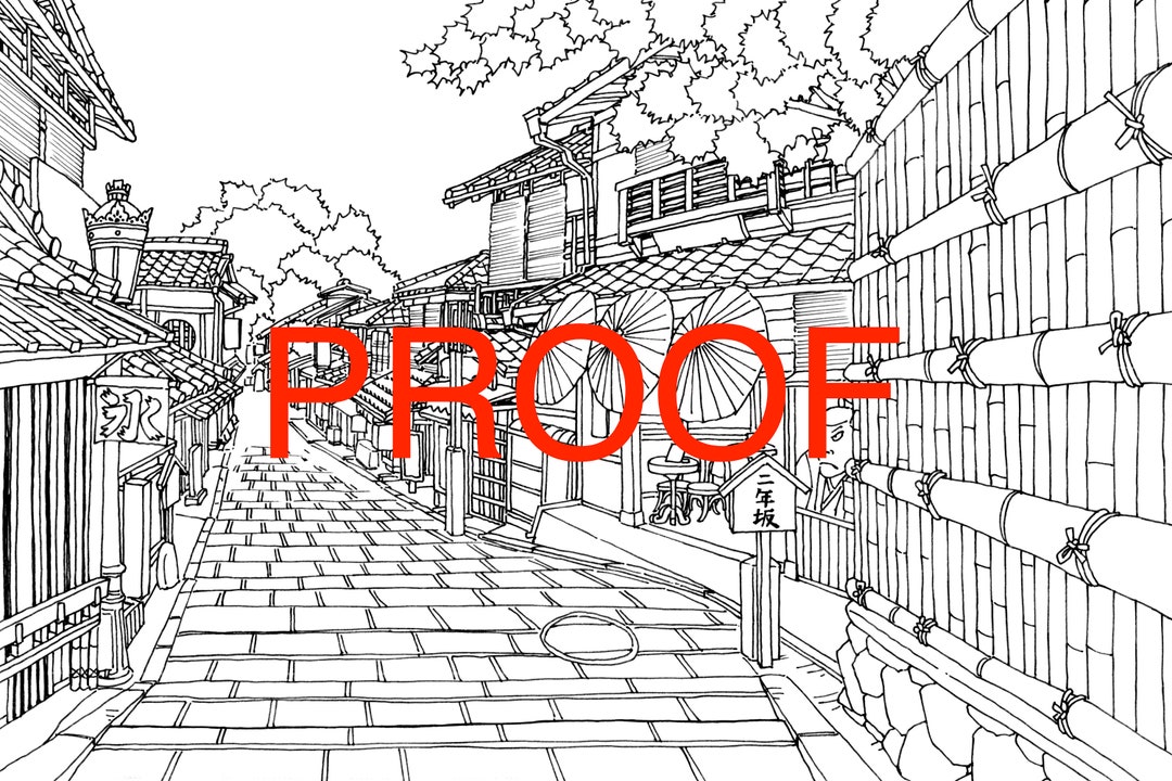 Printable Colouring Page - Kyoto Streets - Etsy