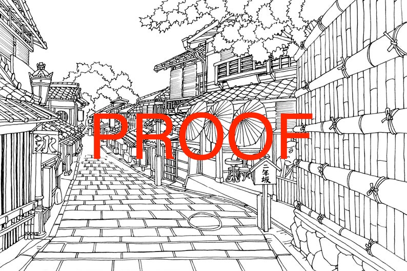 Printable Colouring Page - Kyoto Streets - Etsy