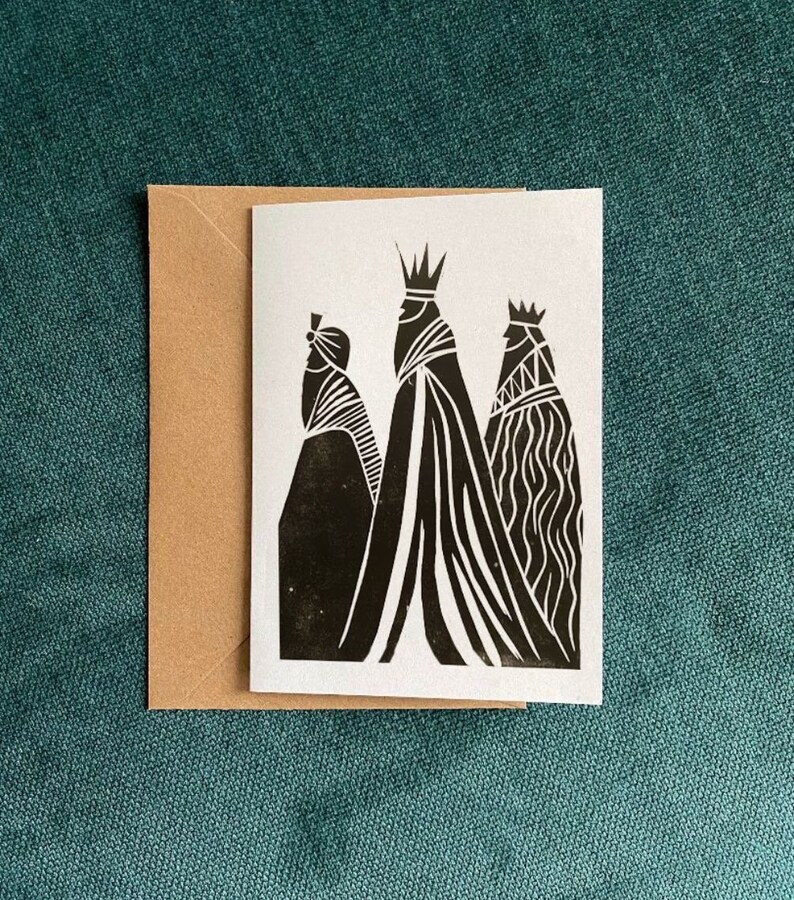 Pack of 3 or 10 three Kings Lino Cards With Envelopes - Etsy