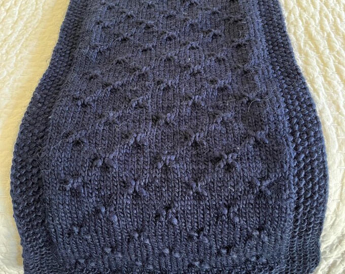 Bed Runner, Blanket, Knitted, Cozy, Bedroom Decor, Textured, Dark Blue ...