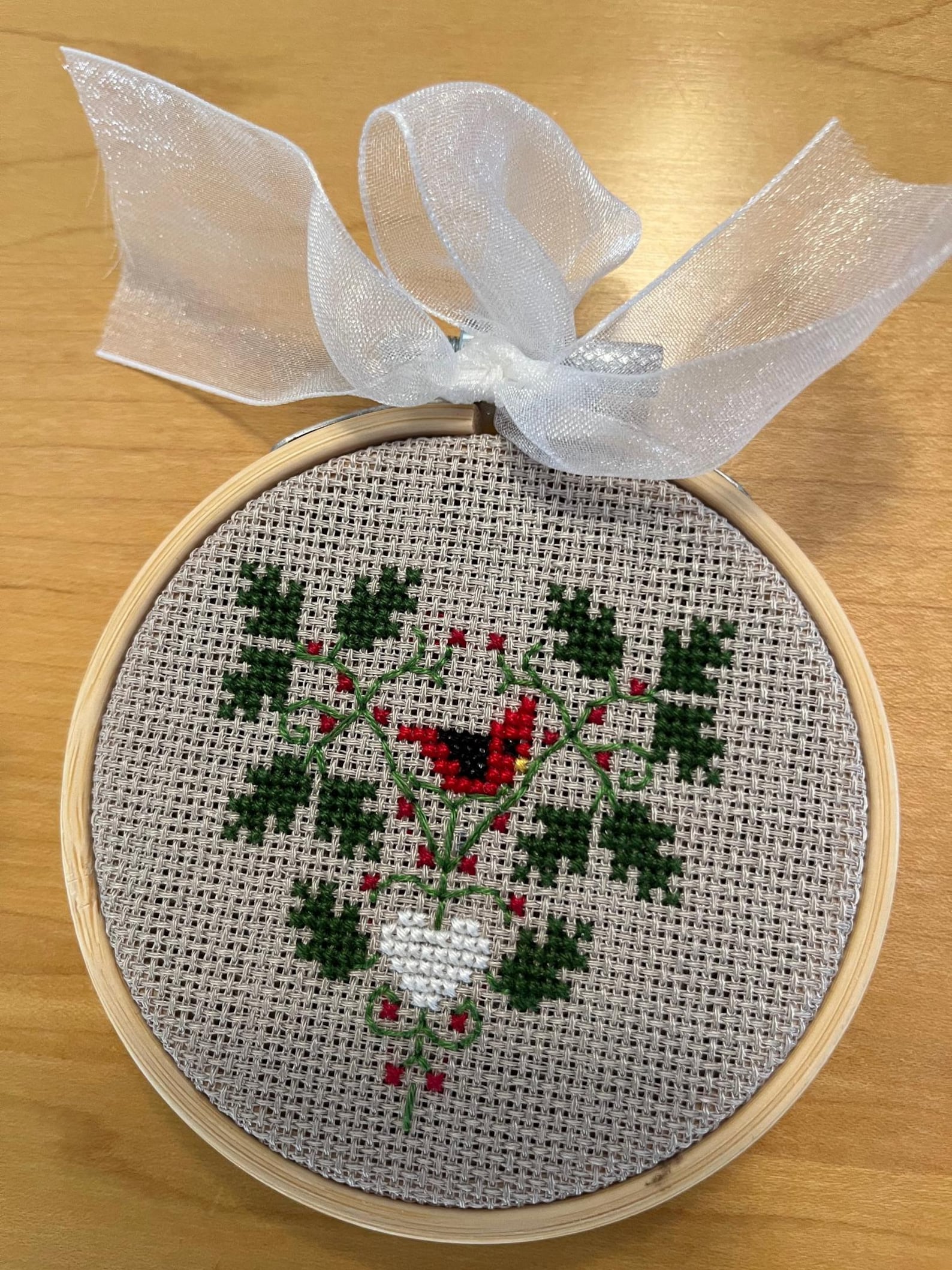 Cross Stitched Christmas Ornament. - Etsy