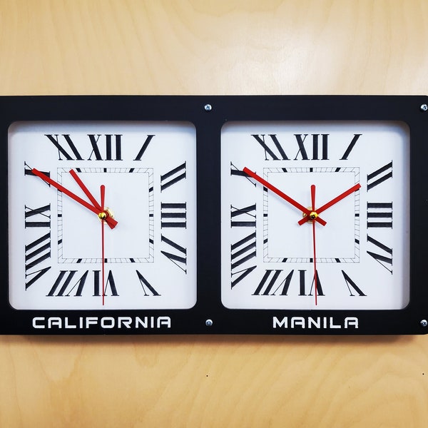 Dual Time Zone Clock - Etsy
