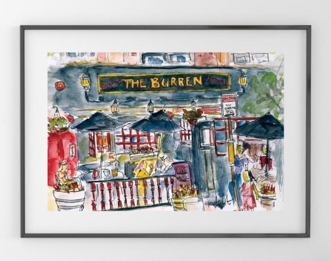The Burren Irish Pub Watercolor Print: Somerville, MA Wall Art - Etsy
