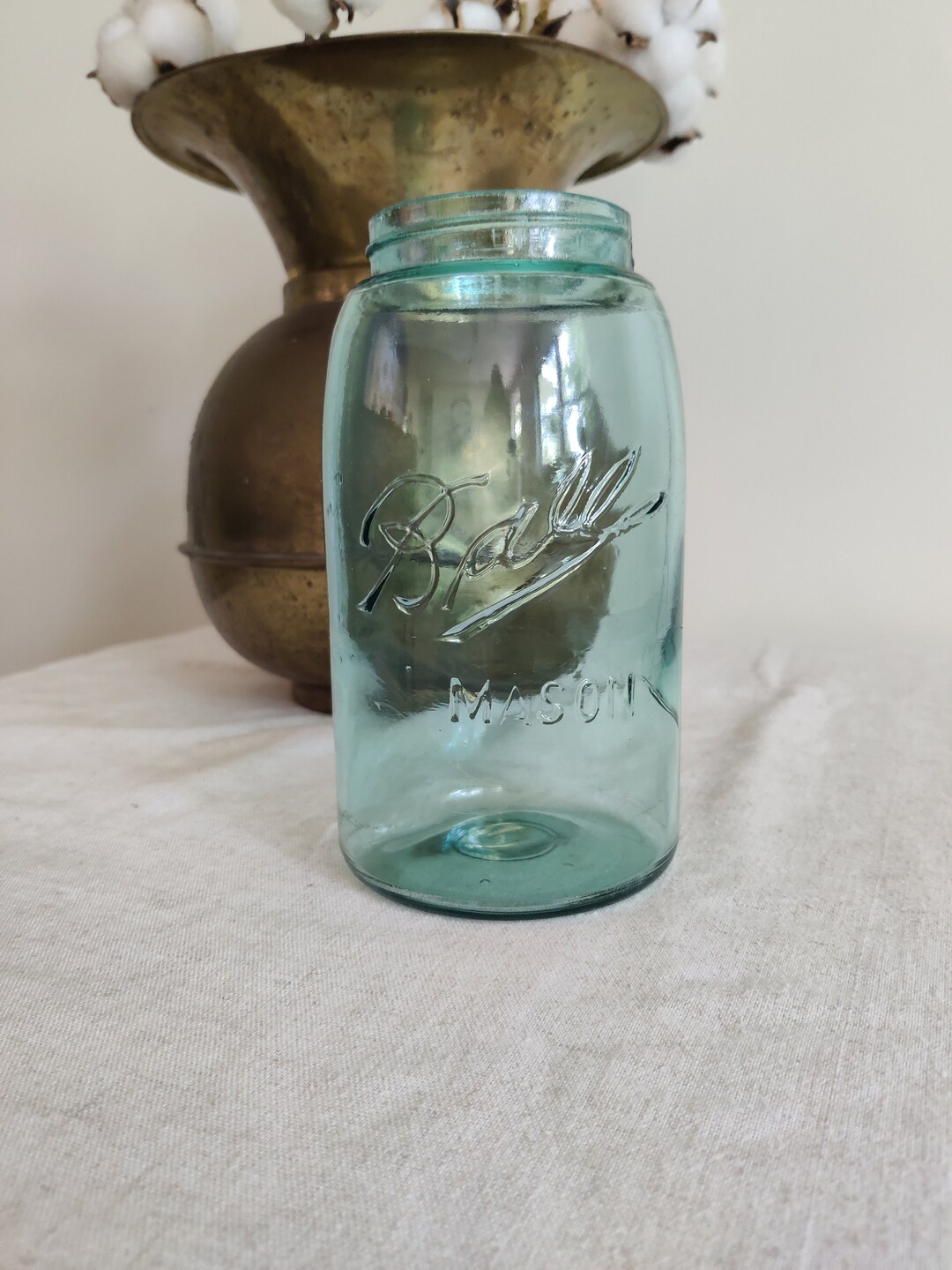Vintage Ball Mason / Vintage Blue Ball Mason / Ball Mason / Blue Quart ...