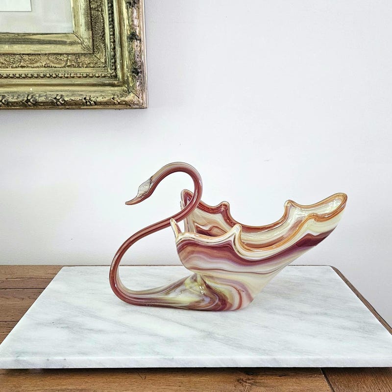 Vintage Blown Glass Swan - Etsy