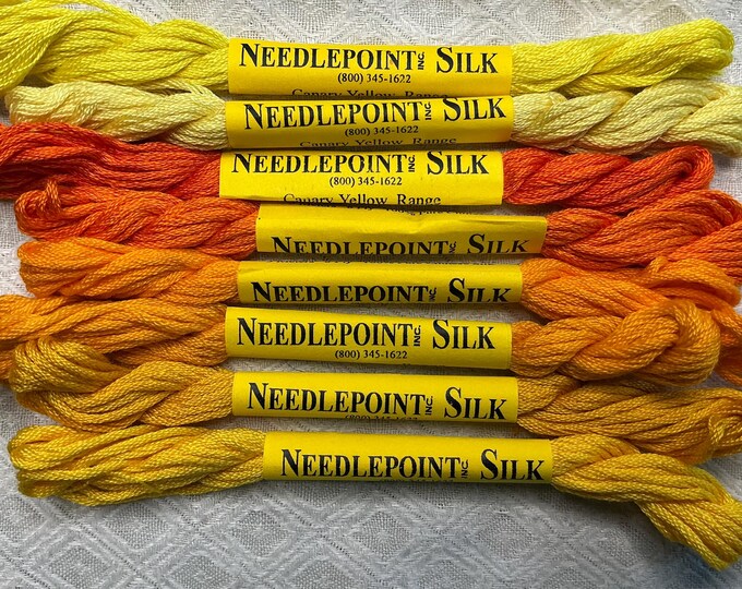 Canary Yellow Silk Floss: Needlepoint Embroidery Thread, 8 Skeins - Etsy