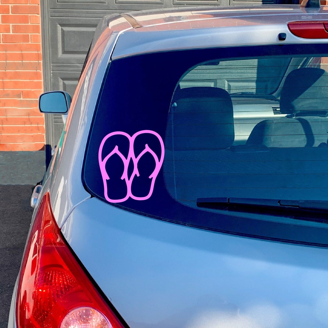 Cute Flip Flops Car Decal, Beach Themed Sticker, Summer Vibes, Tropical ...