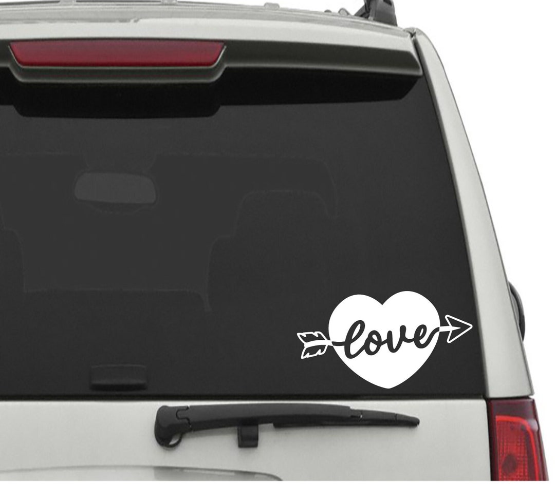 Love Heart Car Decal - Cute Arrow Vinyl Sticker for Car, Truck, Rv, and ...