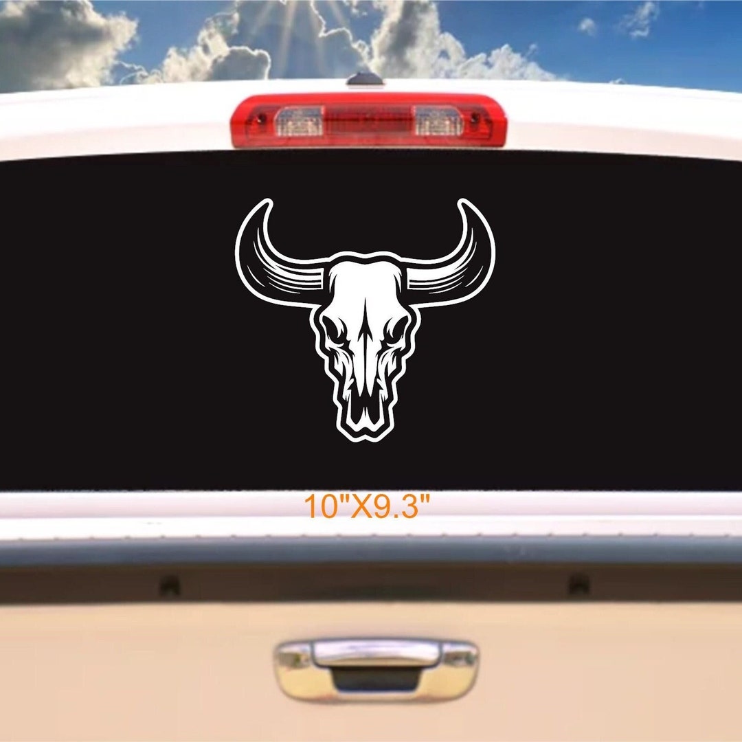 Longhorn Bull Skull Car Decal, Horned Bull Vinyl Sticker, Western ...