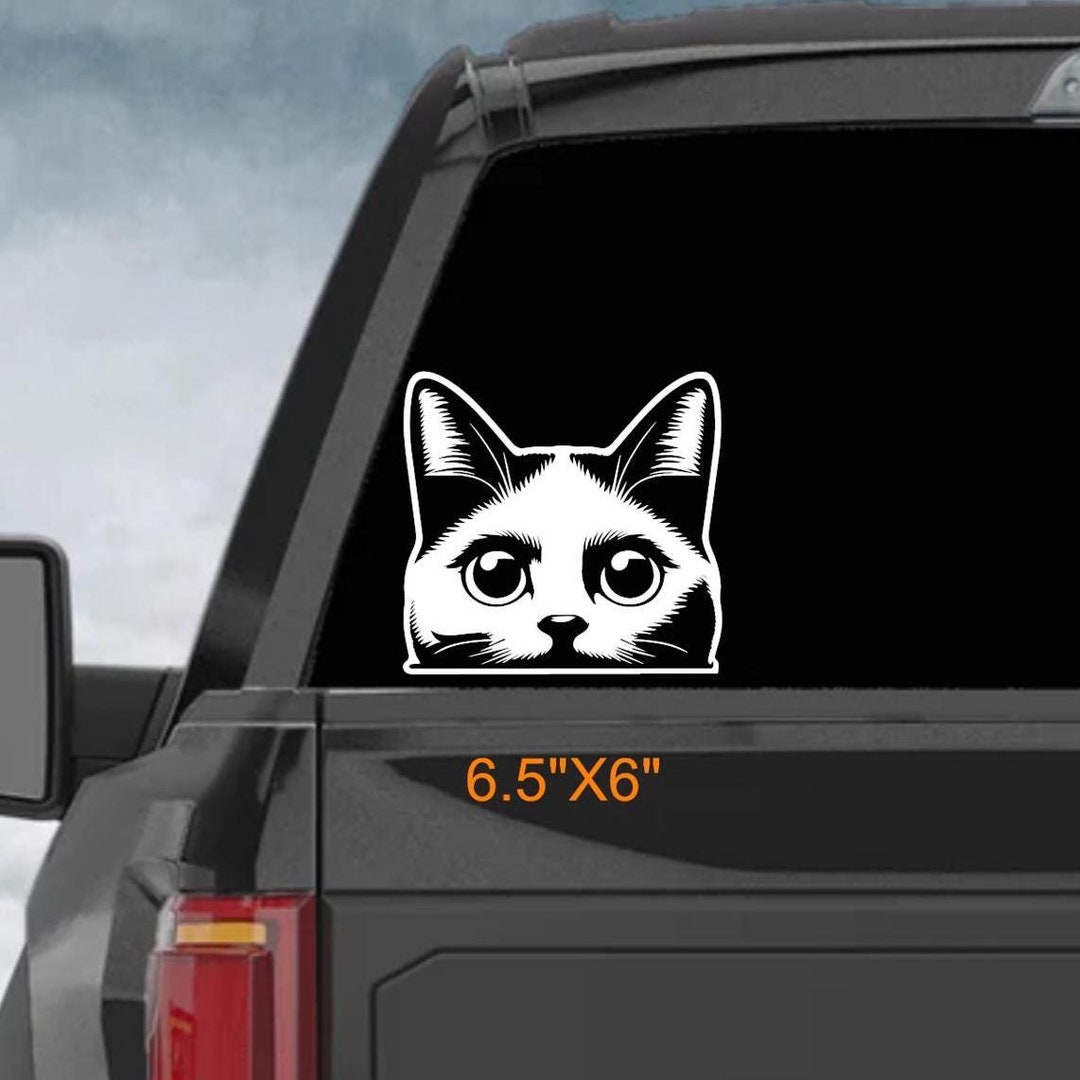 Peeking Cat Window Decal Cute Cat Poking Its Head Up, for Car or Home ...