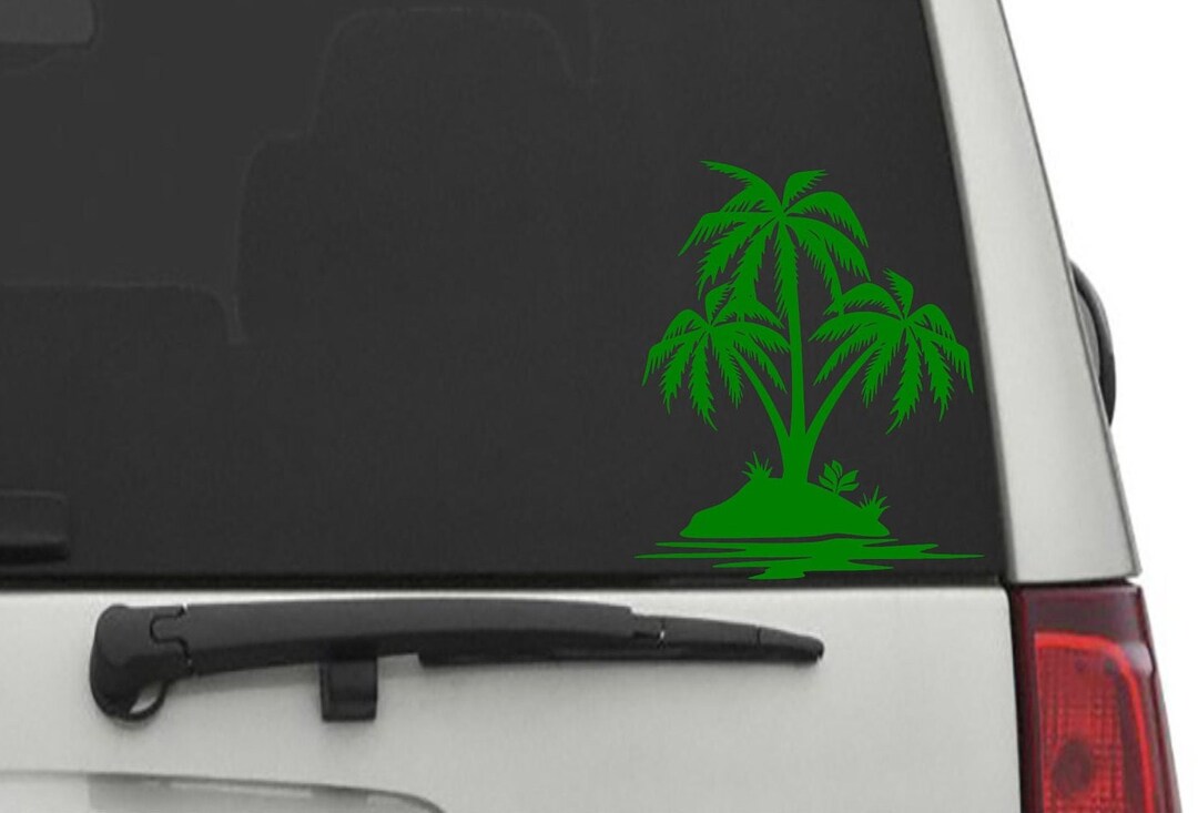 Tropical Sunset Palm Tree Decal, Pretty Island Tree Line Sticker, Beach ...