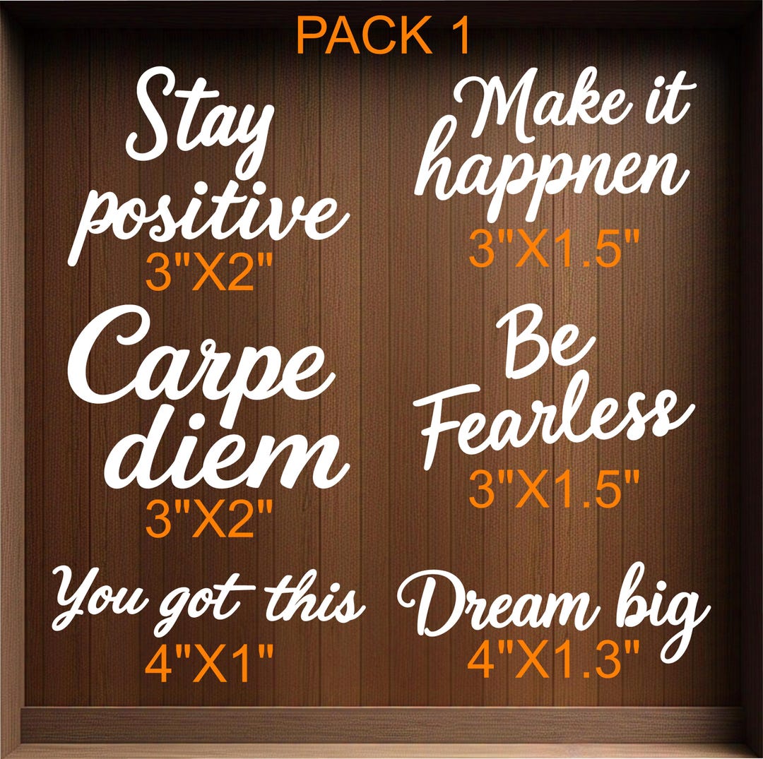 6 Pack Motivational Affirmation Vinyl Decals Inspirational Vinyl ...