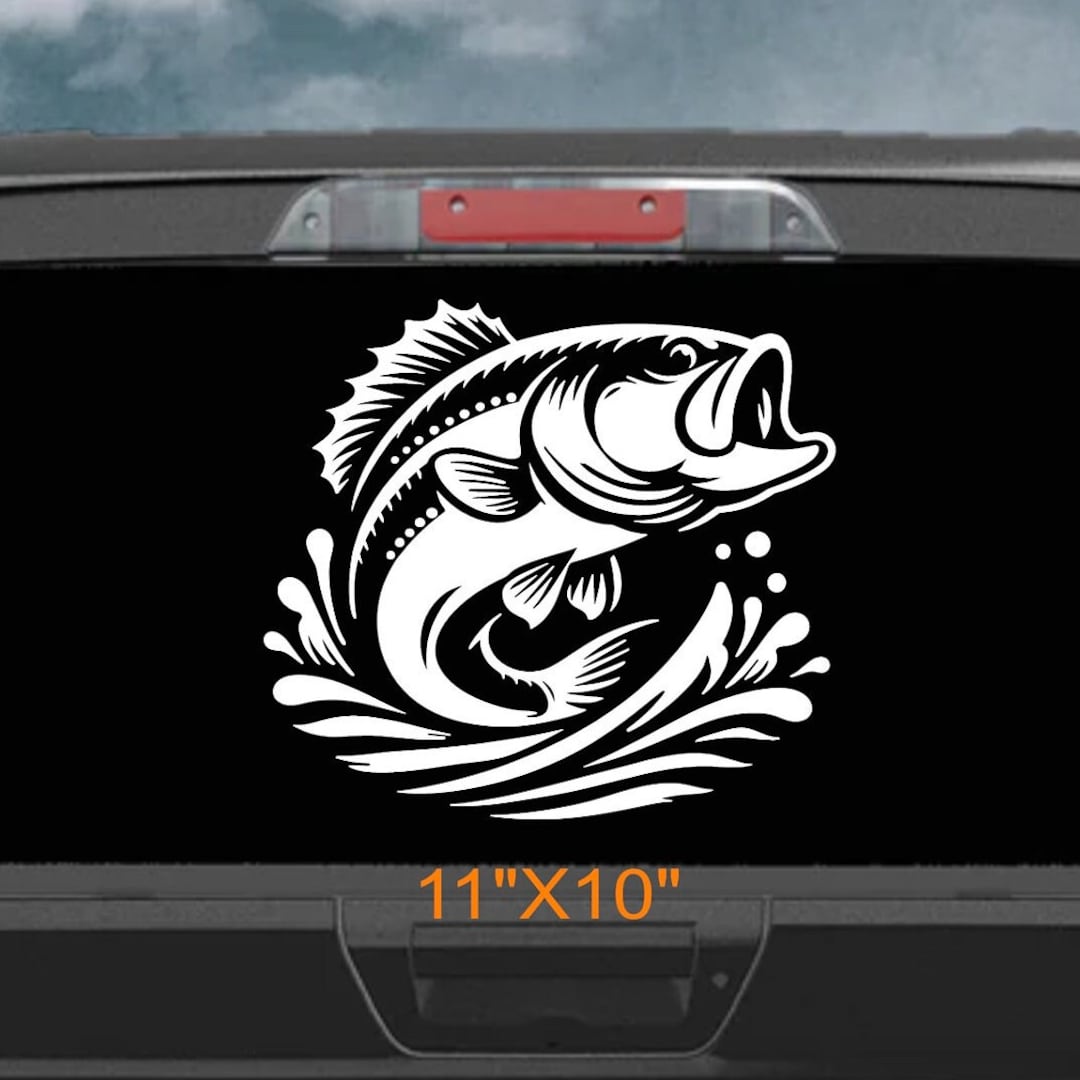 Jumping Fish Car Decal, Fishing Themed Sticker, Outdoor Adventure ...