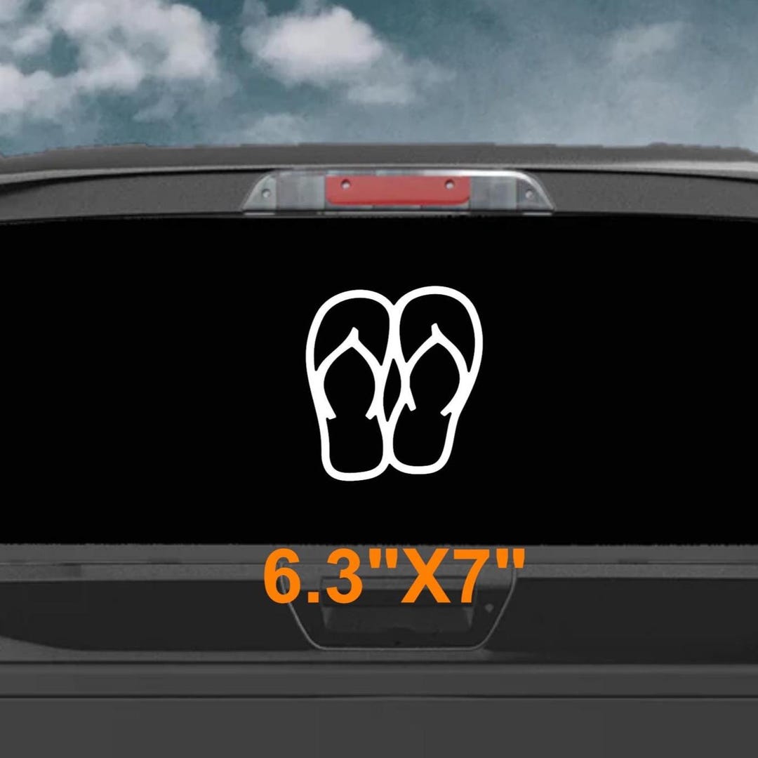 Cute Flip Flops Car Decal Beach Themed Sticker Summer Vibes Tropical