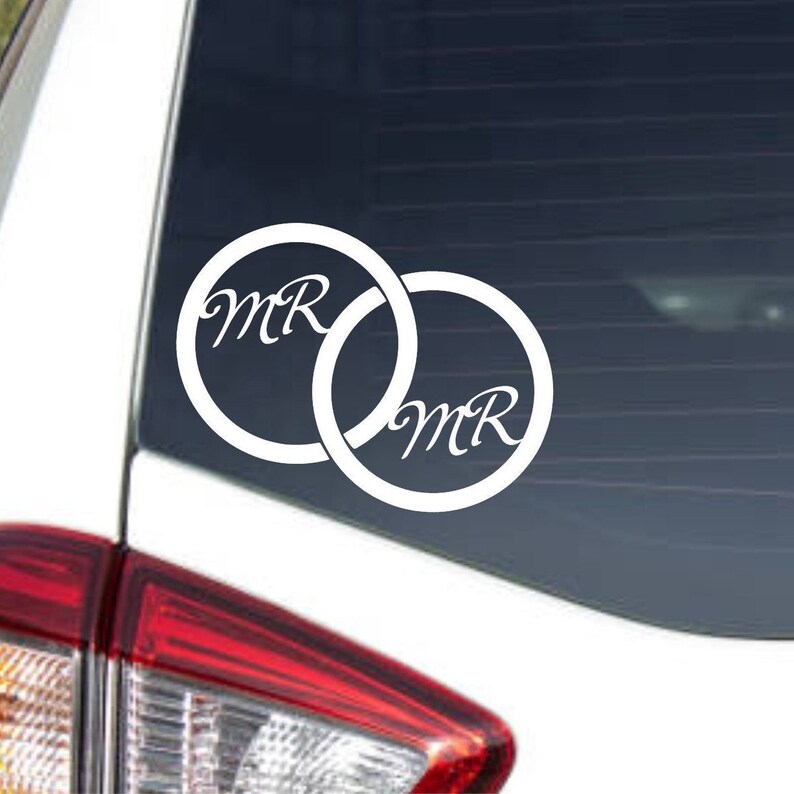 Mr. and Mr. Engagement or Wedding Rings Decal for Cars, Trucks, and ...