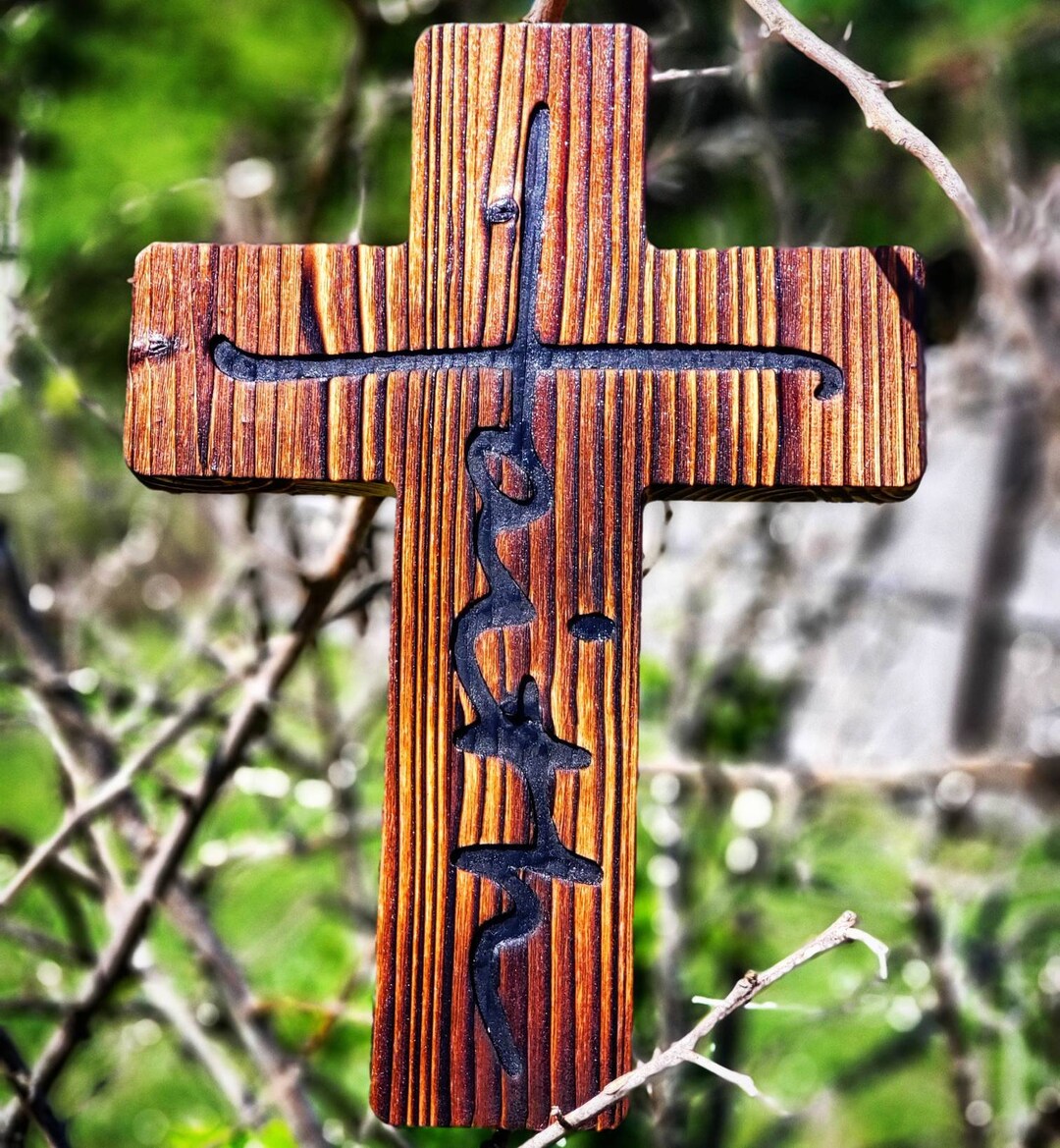 Beautiful Solid Wood Hand Made Cross With Elegant Faith Lettering ...