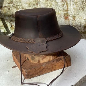 Australian Western Leather Vintage Outback Hat Unisex Outback Bush ...